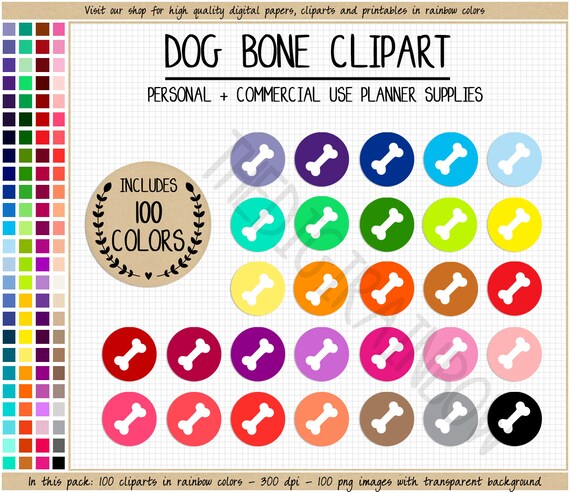 SALE 100 DOG BONE Clipart Dog Food Clipart Dog Planner | Etsy