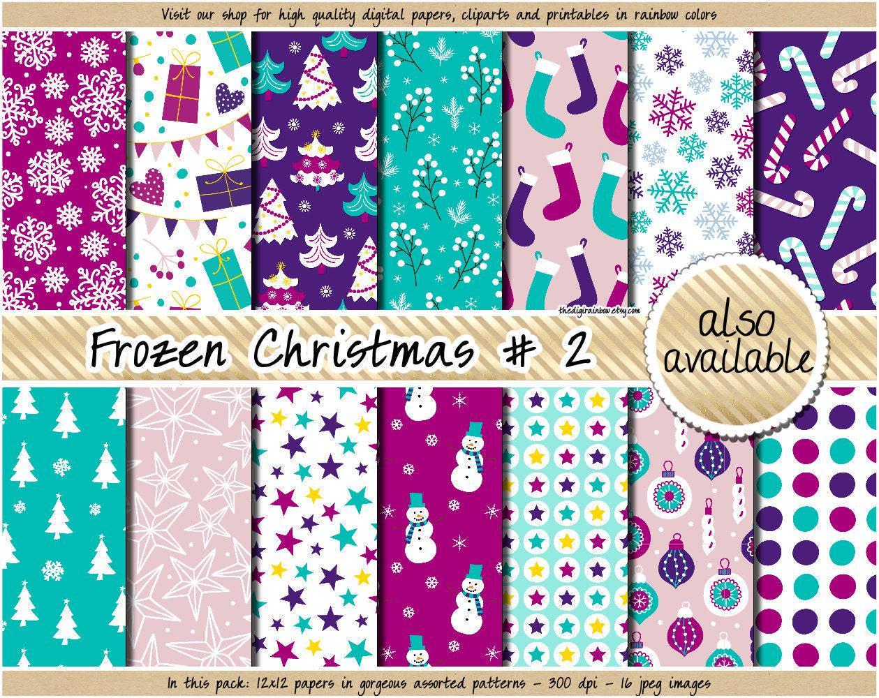 SALE Christmas Digital Paper Frozen Digital Paper White Purple Blue ...