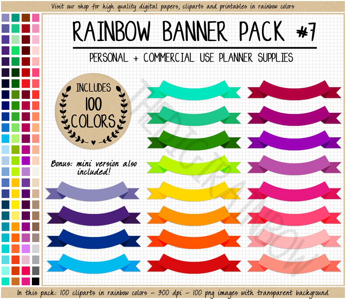 SALE 100 Ribbon Banner Clipart Banner Stickers Printable - Etsy