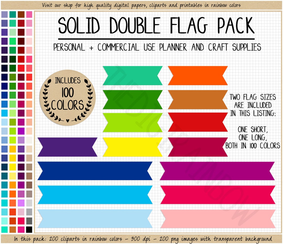 200 DOUBLE FLAG Sticker Printable Straw Flag Sticker Rainbow Planner ...