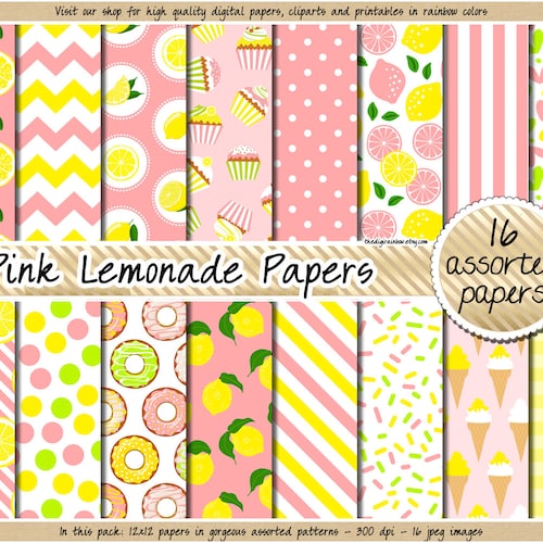 SALE Lemon Digital Paper Lemonade Digital Paper Fruit Digital - Etsy