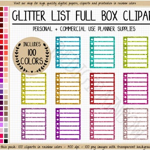 SALE 100 GLITTER Checklist Full Box Planner Sticker Rainbow Glitter ...