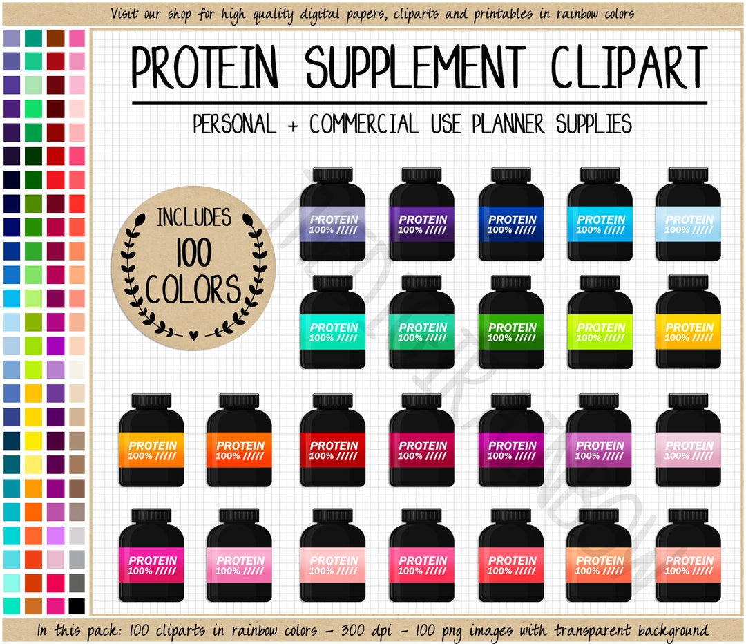 100 PROTEIN Sticker Protein Supplement Clipart Protein Shake Sticker ...