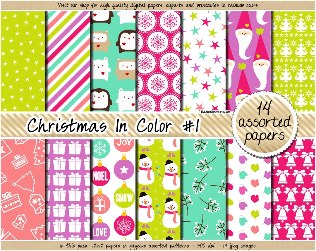 SALE Christmas Digital Paper Holiday Digital Paper Snowman Penguin ...