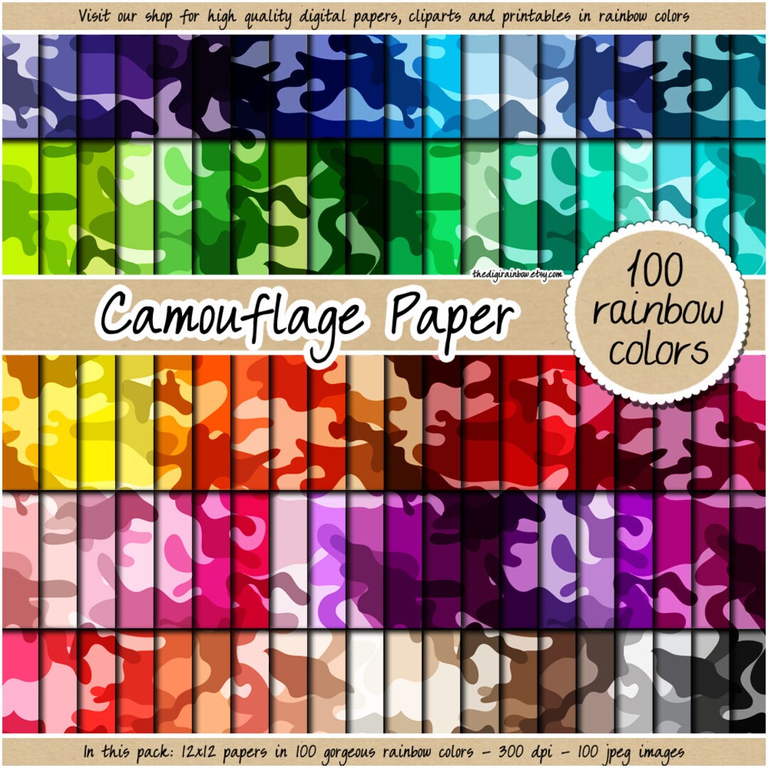 100 SEAMLESS Camouflage Digital Paper Camo Digital Paper Army ...