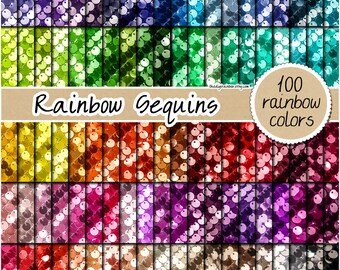 100 SEAMLESS Sequin Digital Paper Sequin Sublimation Design Rainbow ...