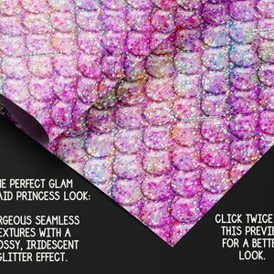 SEAMLESS Mermaid Princess Digital Paper Holographic Glitter Pattern ...