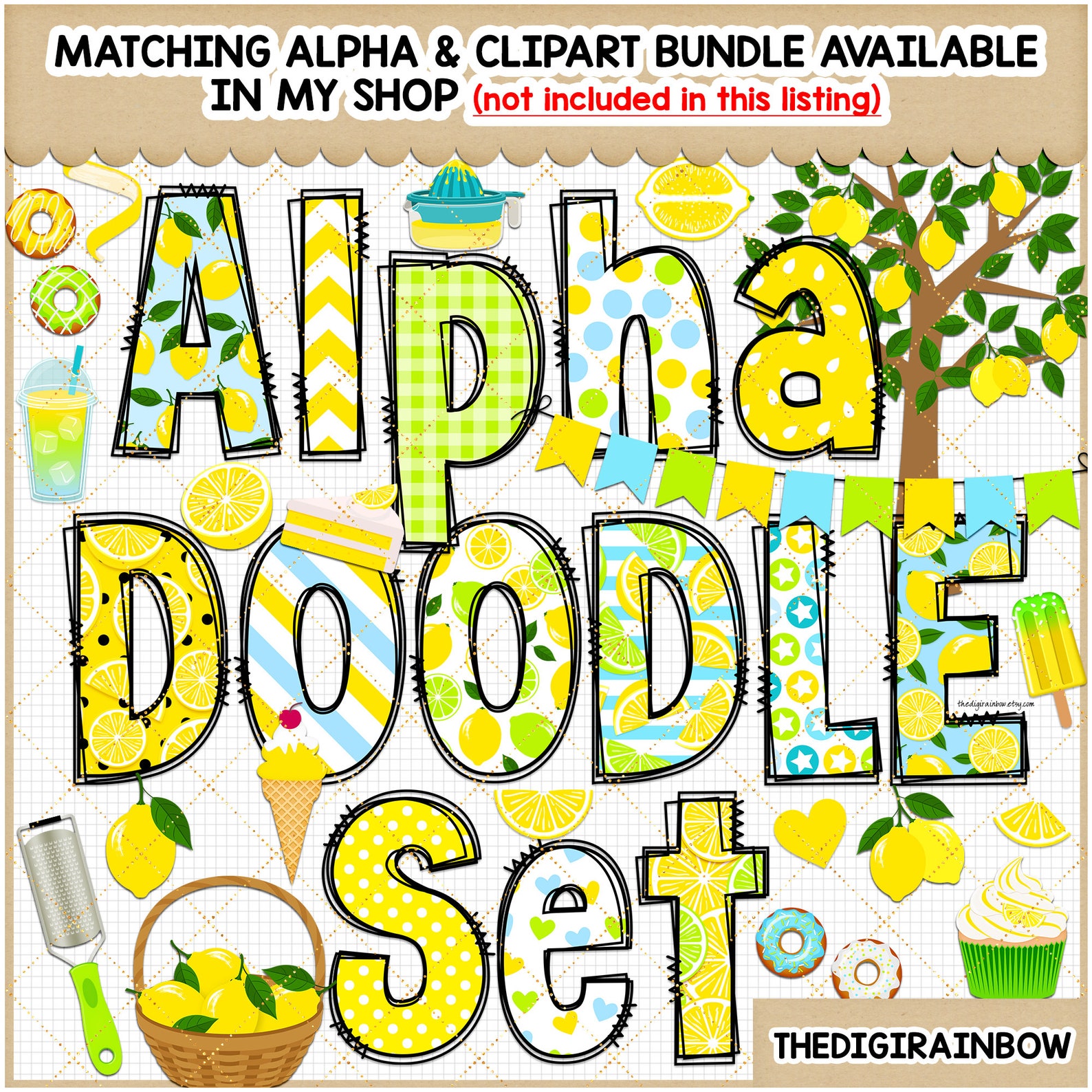 SALE Lemon Digital Paper Lemonade Digital Paper Fruit Digital Paper Ice ...