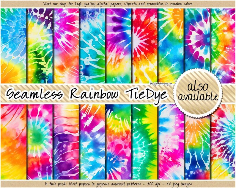 SEAMLESS Glitter Tie Dye Digital Paper Rainbow Gradient Texture ...