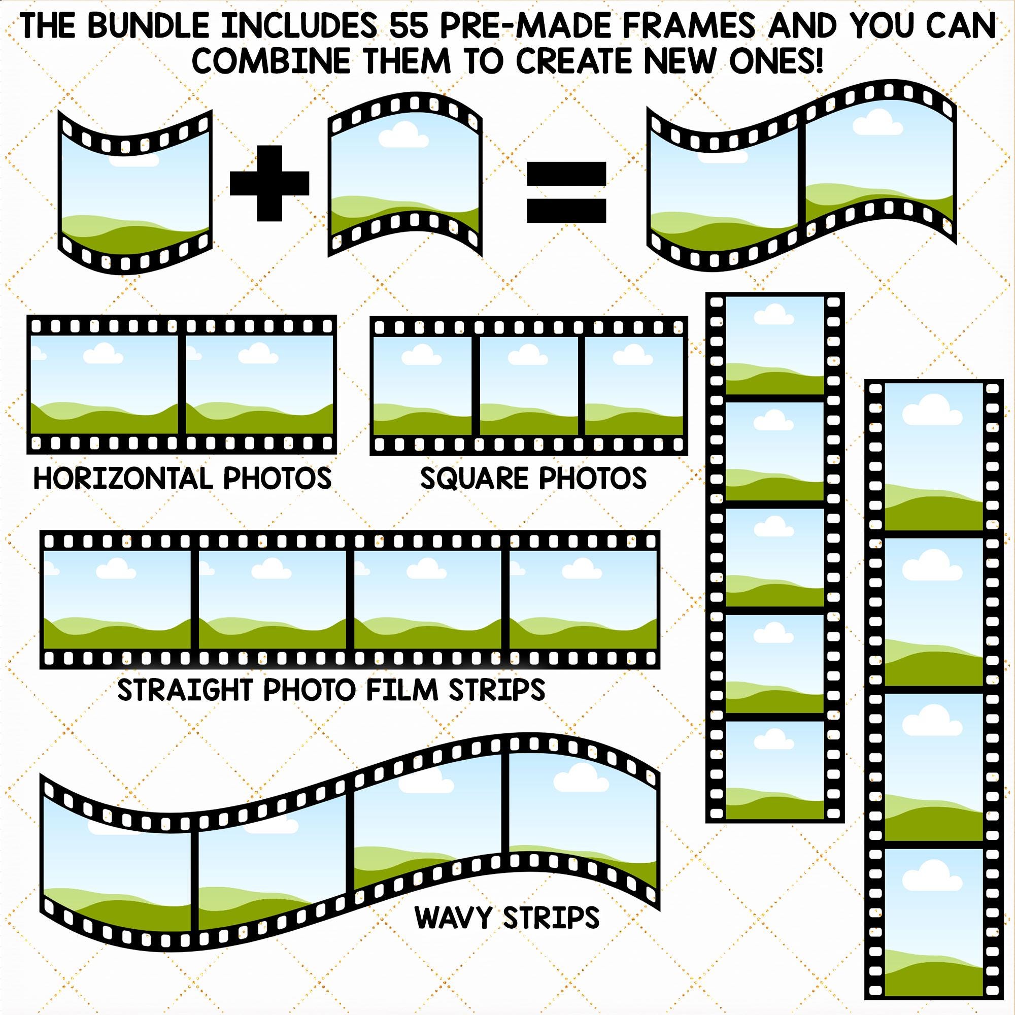 Editable Photo Film Strip Canva Frames, Photo Collage Template, Retro ...