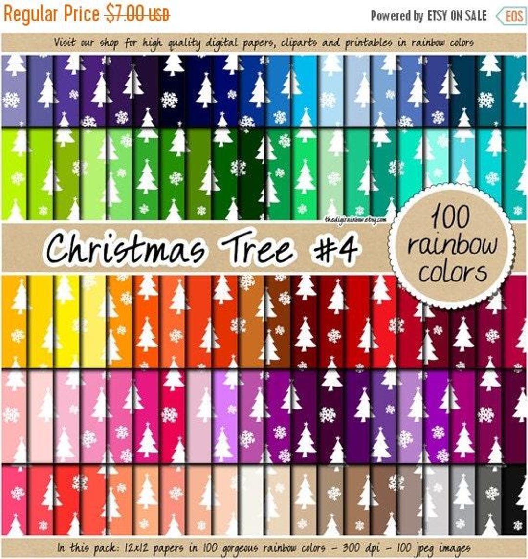 100 Christmas Tree Digital Paper Seamless Christmas Pattern Tree ...