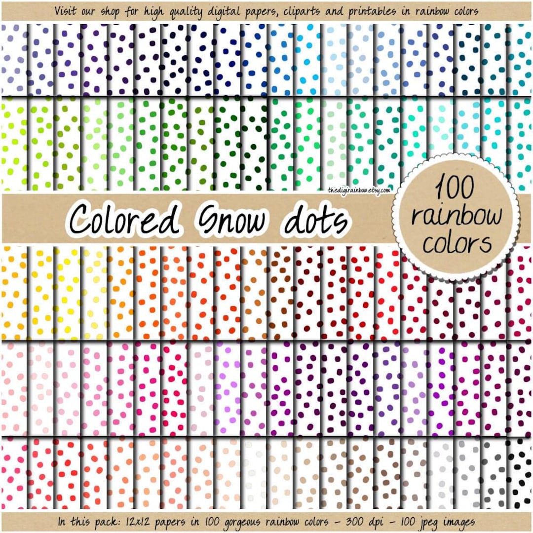 100 SEAMLESS Confetti Digital Paper Rainbow Digital Paper Polka Dot ...