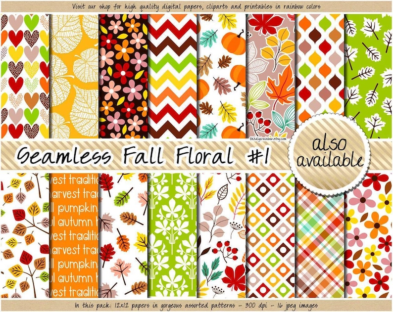 Pumpkin Spice Digital Paper Seamless Coffee Lover Fall Pattern Cute ...