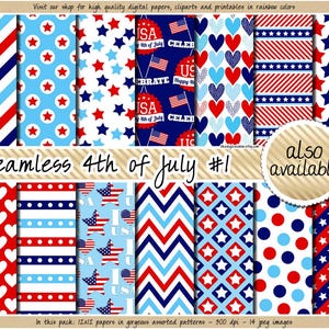 SALE 4th of July Digital Paper Seamless Patriotic Pattern American Flag ...