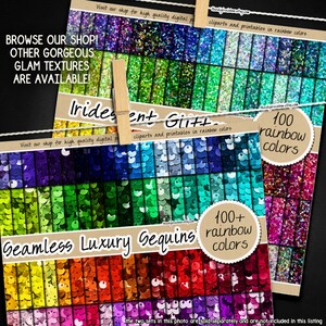 100 SEAMLESS Glam Sequin Digital Paper Rainbow Shimmer Pattern Sequin ...