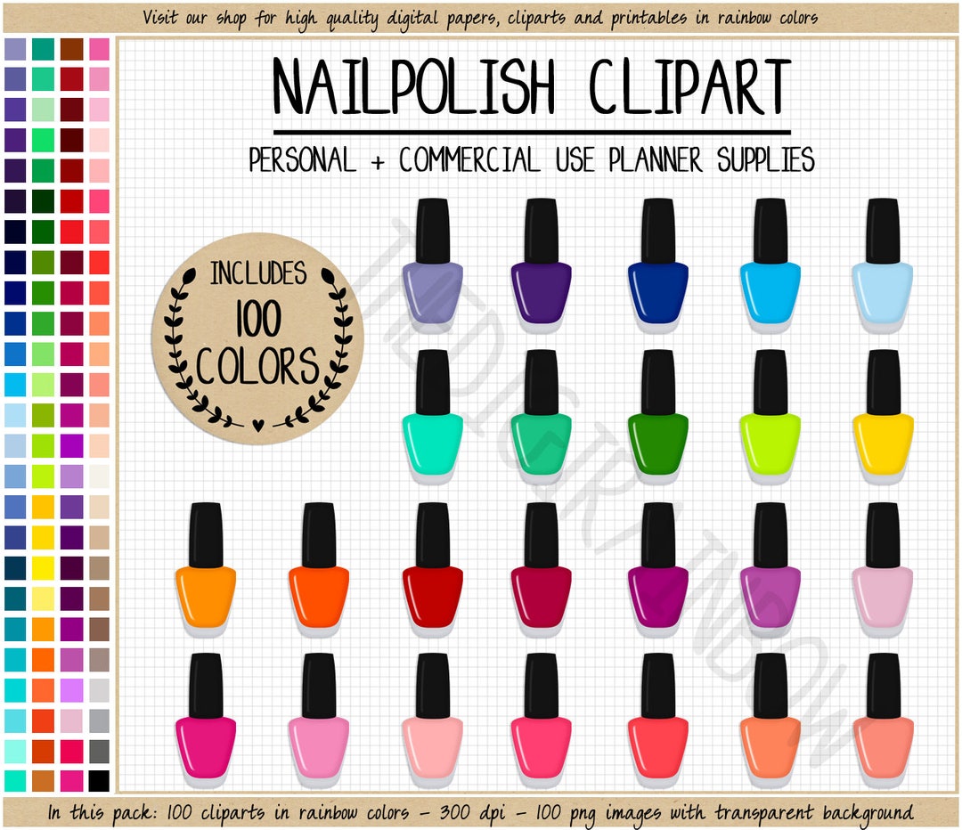 SALE 100 NAIL POLISH Clipart Opi Nail Polish Stickers Makeup Stickers ...