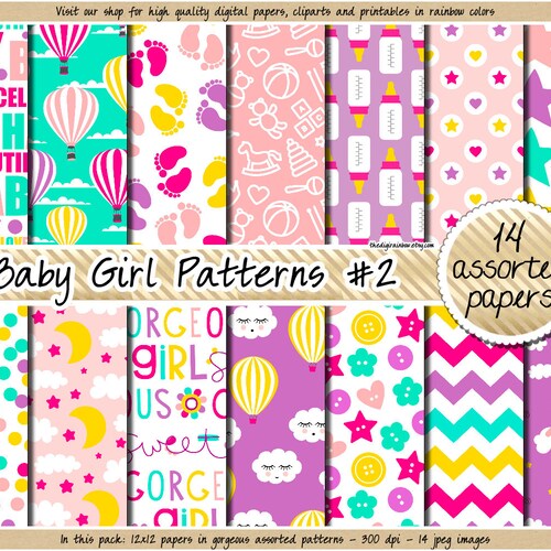 SALE Baby Girl Digital Paper Purple and Pink Digital Paper - Etsy