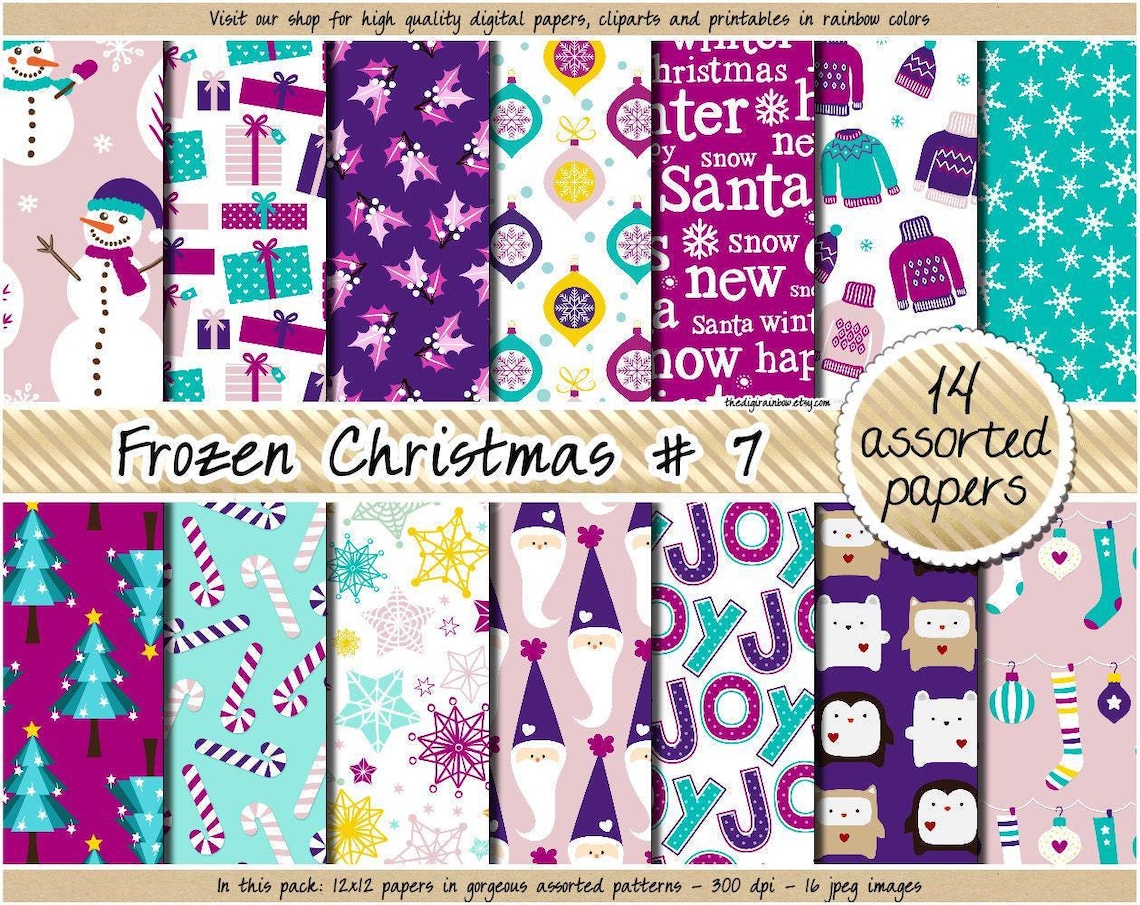 SALE Christmas Digital Paper Frozen Digital Paper Christmas Planner ...