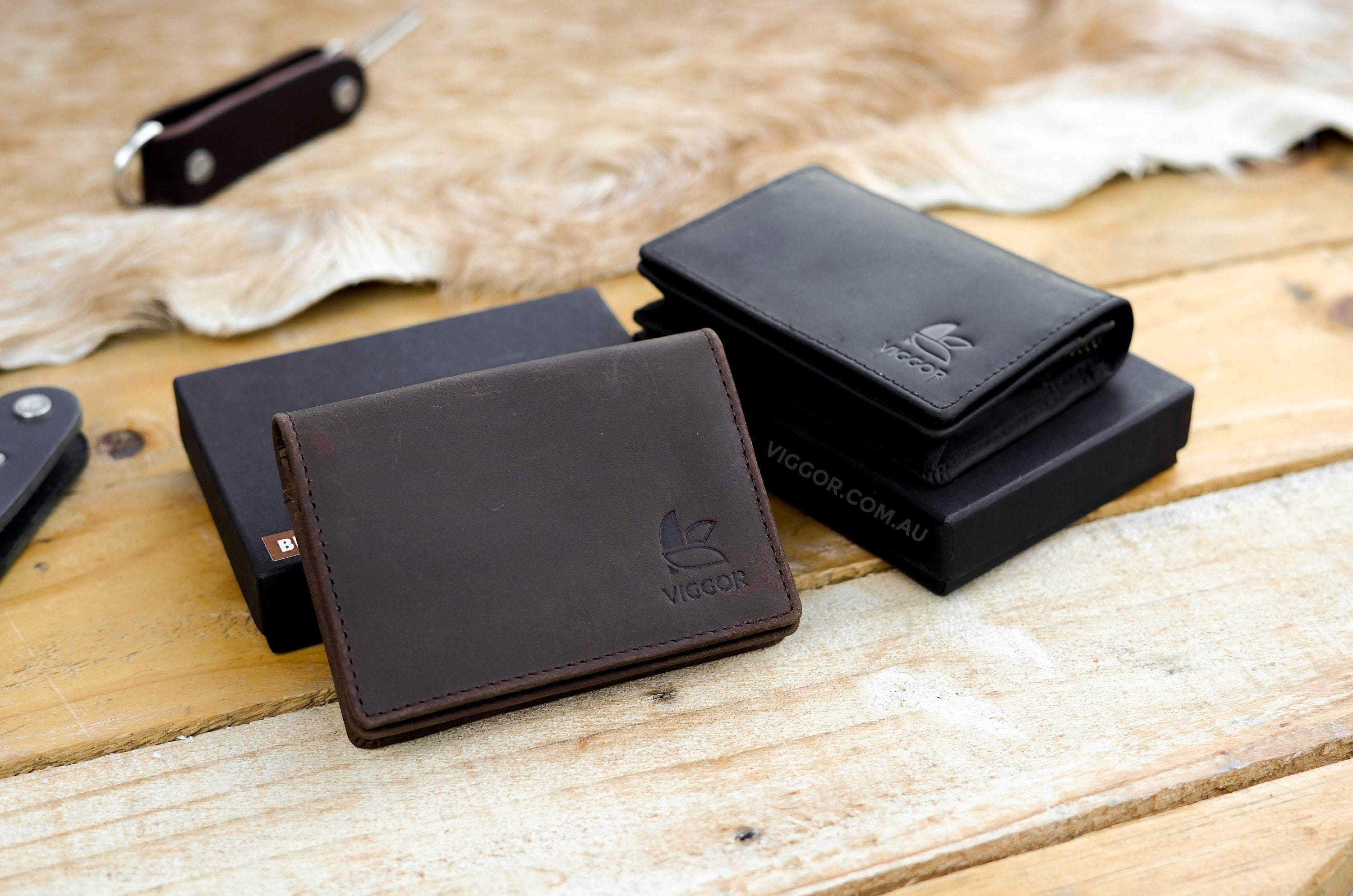 Kangaroo Leather Flip Wallet, Compact Mens Wallet, Zipper Pouch, Brown ...