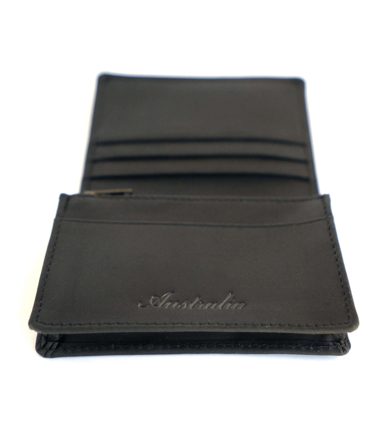 Kangaroo Leather Flip Wallet, Compact Mens Wallet, Zipper Pouch, Brown ...