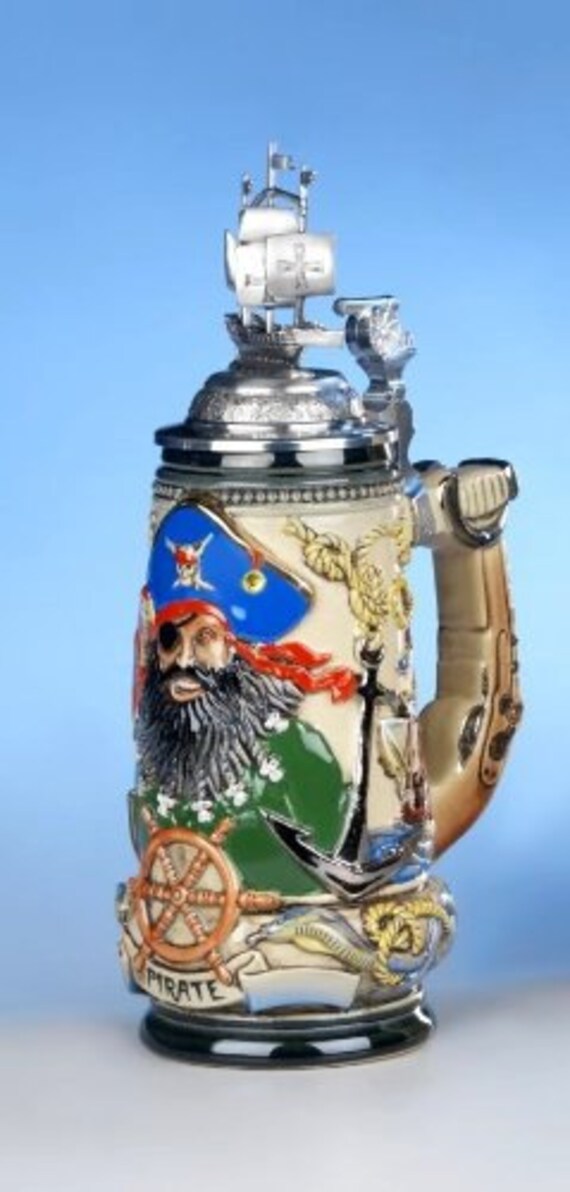 Relief beer jug maritime pirate ship pirate German Beer | Etsy