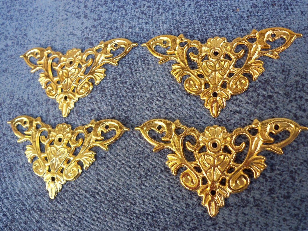 4pcs 46mm X 46mm Color Gold Metal Decorative Corner Bracket for Chest ...