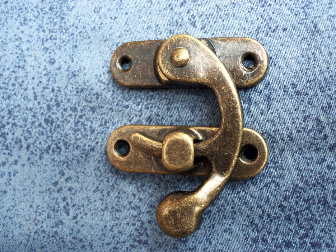 1 Set of 45mm X 55mm Metal Latches for Box Lock Color Antique Brass ...