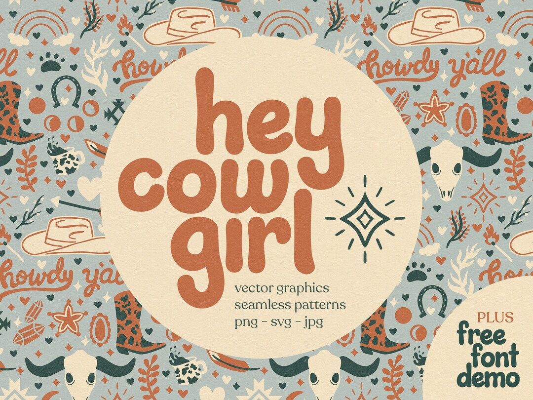 200 Cowgirl Svg Vectors Png Pattern Seamless Clip Art Folk