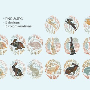 Nordic Rabbit Bundle PNG Design, Easter, Sublimation, Clip Art, Folk ...