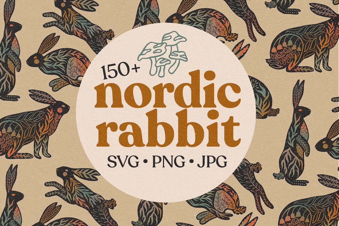 Nordic Rabbit SVG Vectors, Easter, PNG, JPG, Pattern, Seamless, Clip ...