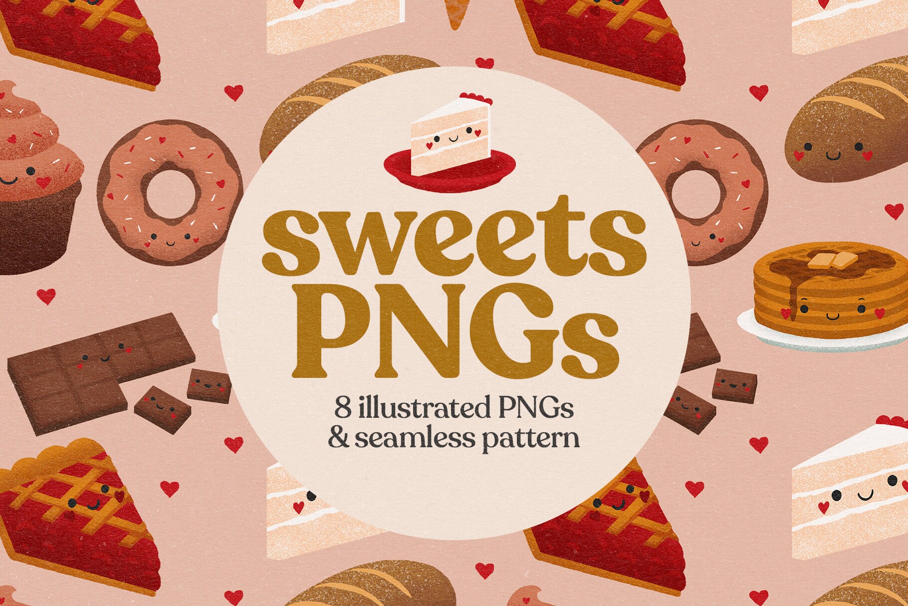 Sweet Desserts PNG, JPG, Pattern, Seamless, Clip Art, Sweets, Donuts ...