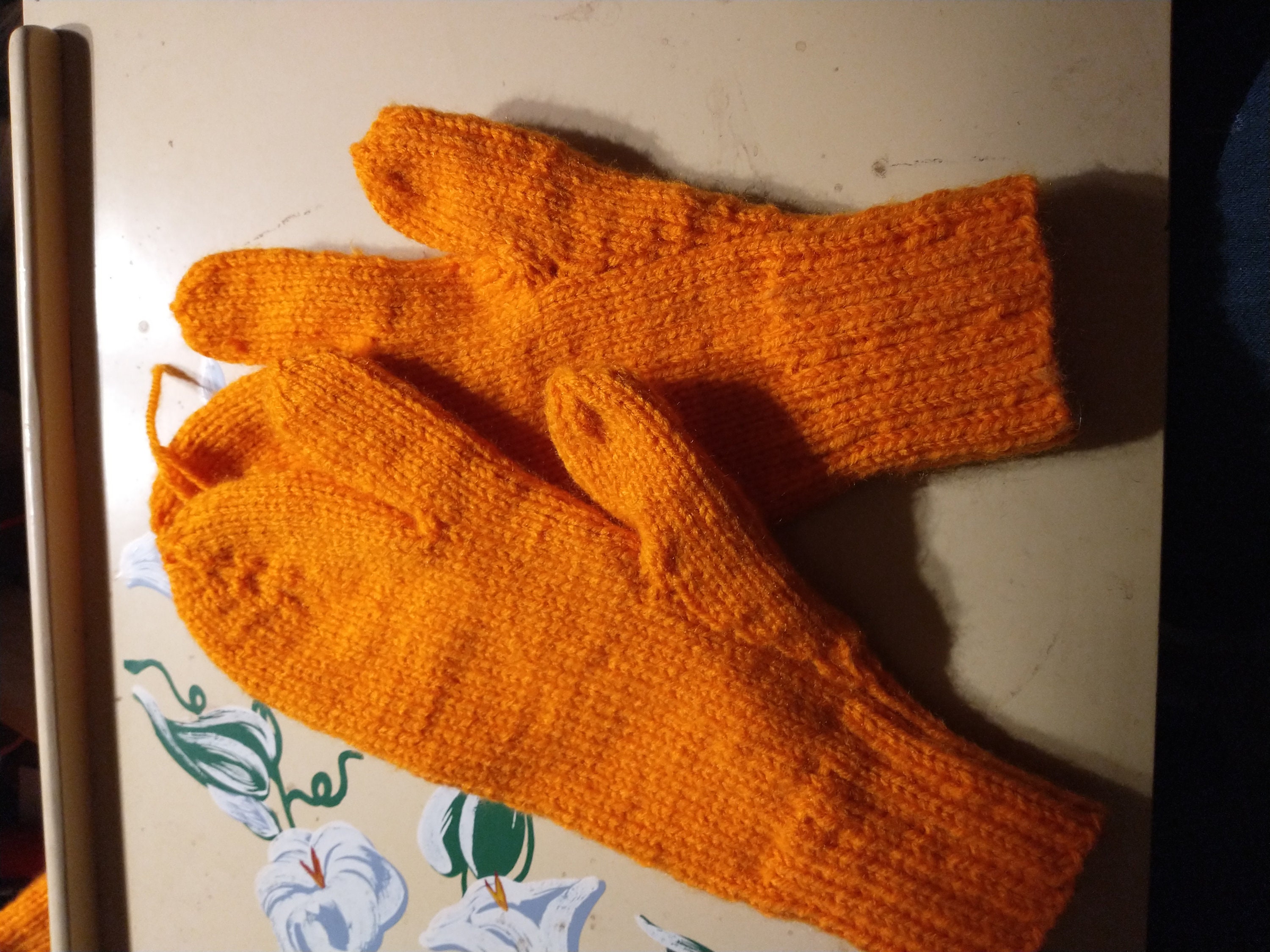 Hand Knit, Left and Right, Fingered, Men's Mittens, Trigger Finger ...