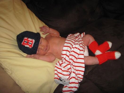 Hand Knit Infant Newborn Baby Boston Red Sox Inspired Red Socks. Free ...
