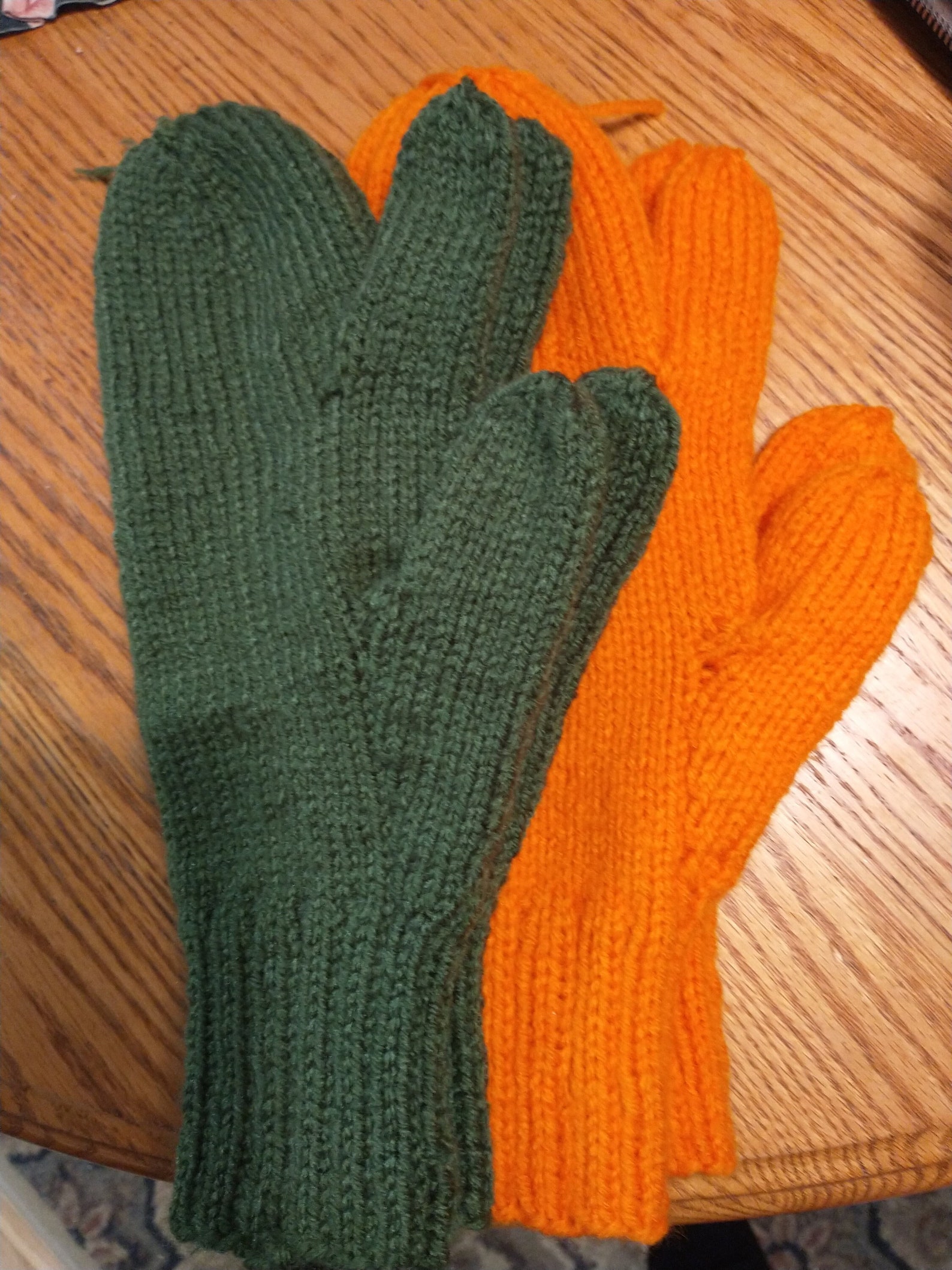 Hand Knit, Left and Right, Fingered, Men's Mittens, Trigger Finger ...