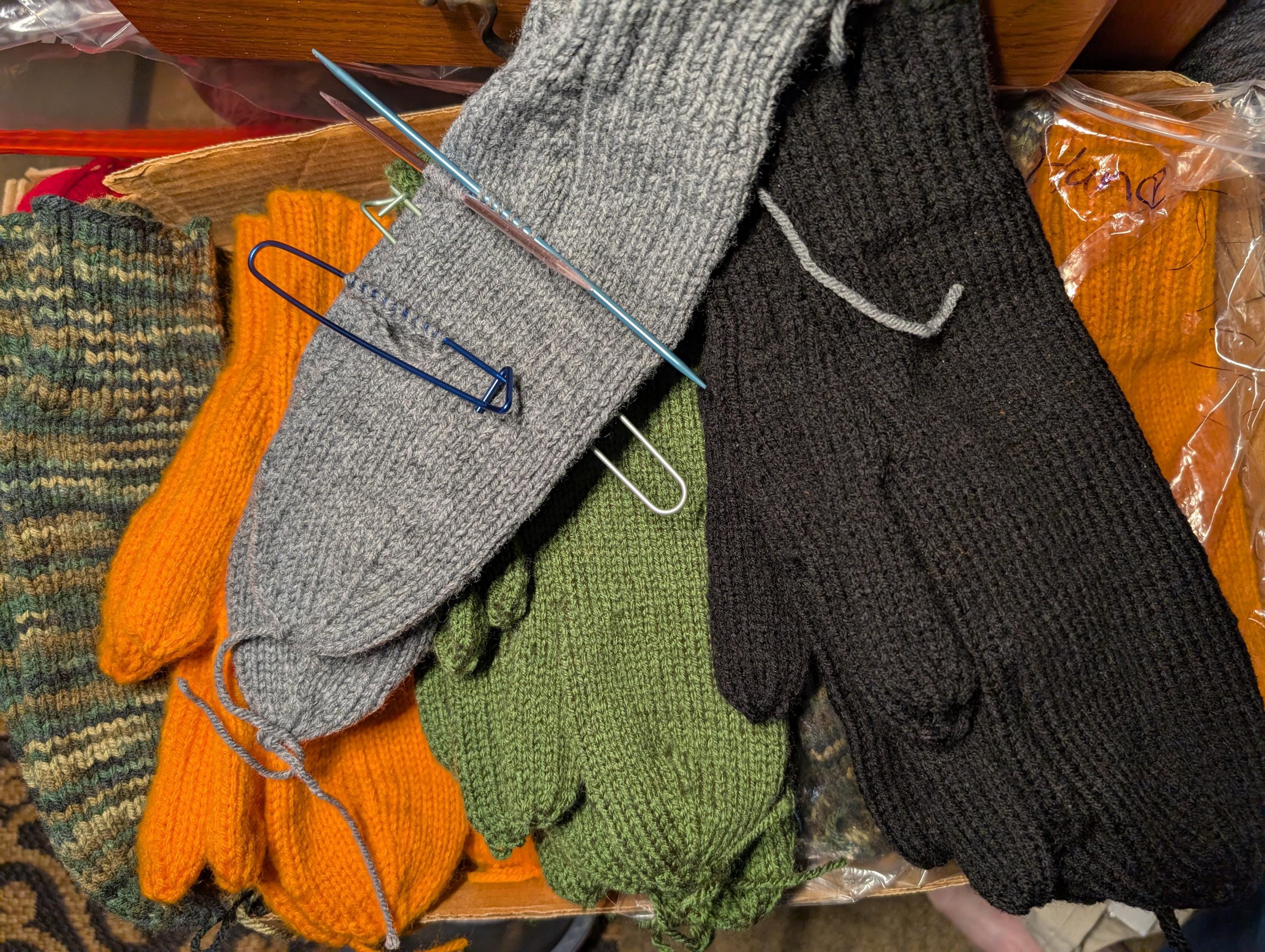 Hand Knit, Left and Right, Fingered, Men's Mittens, Trigger Finger ...