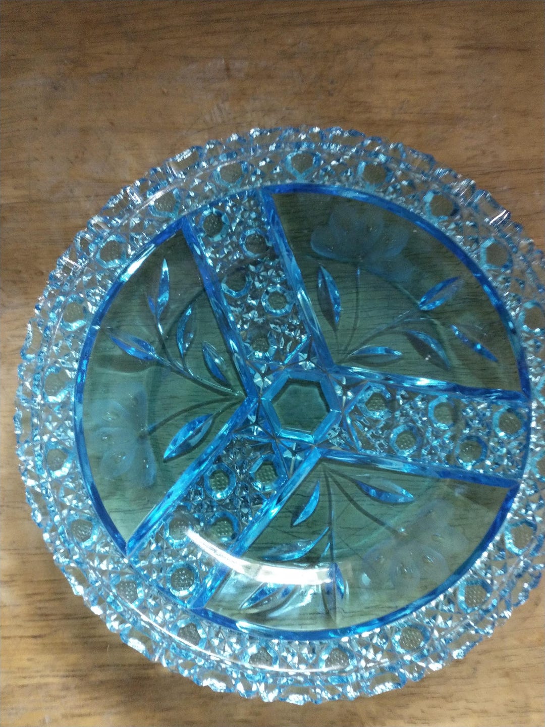 Pressed Glass Daisy & Button Pattern, Aqua Blue, Free Shipping - Etsy