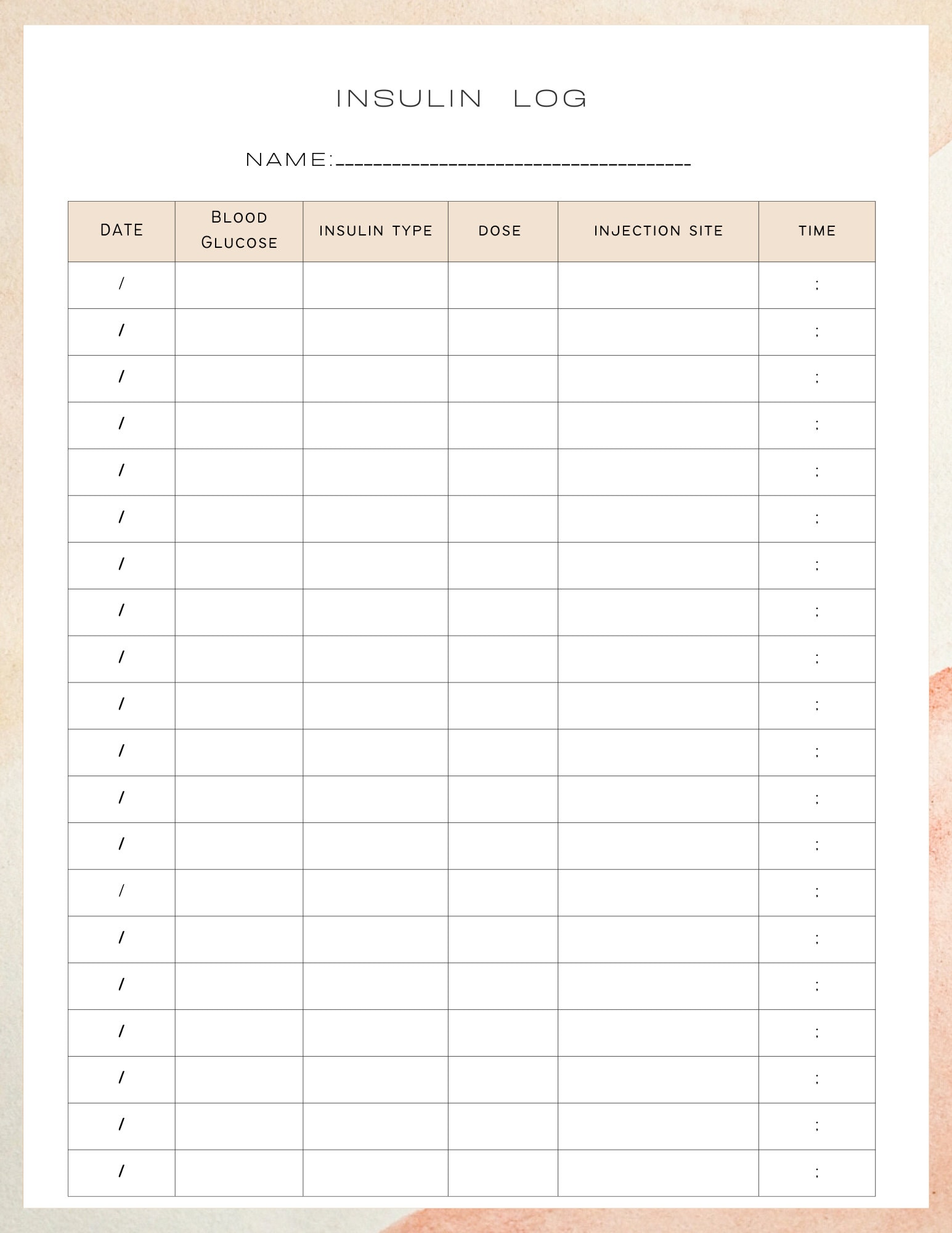 Insulin Injection Log - Etsy Insulin Injection Log - Etsy