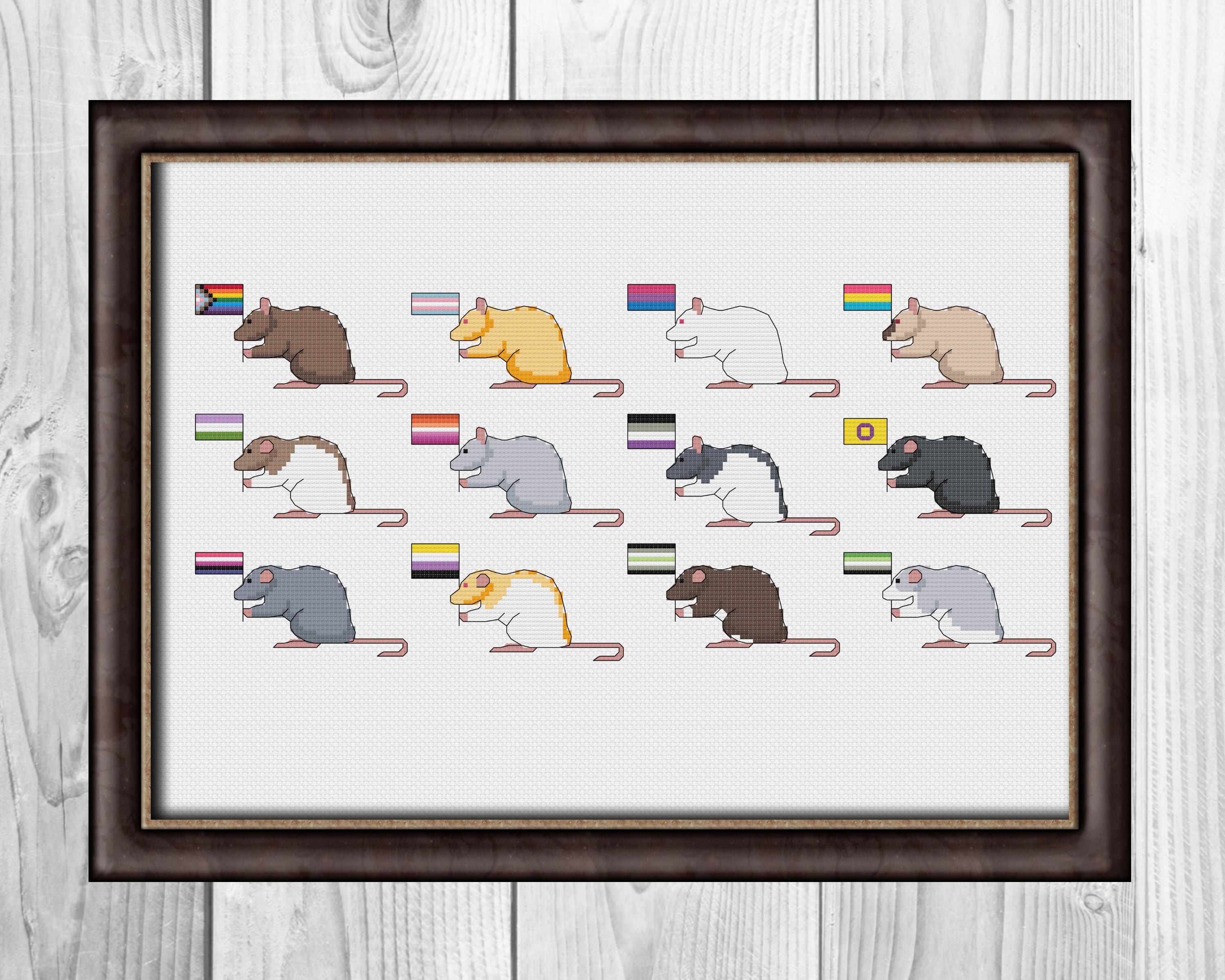 Rat LGBTQ Pride Flag Cross Stitch Pattern Set - Etsy