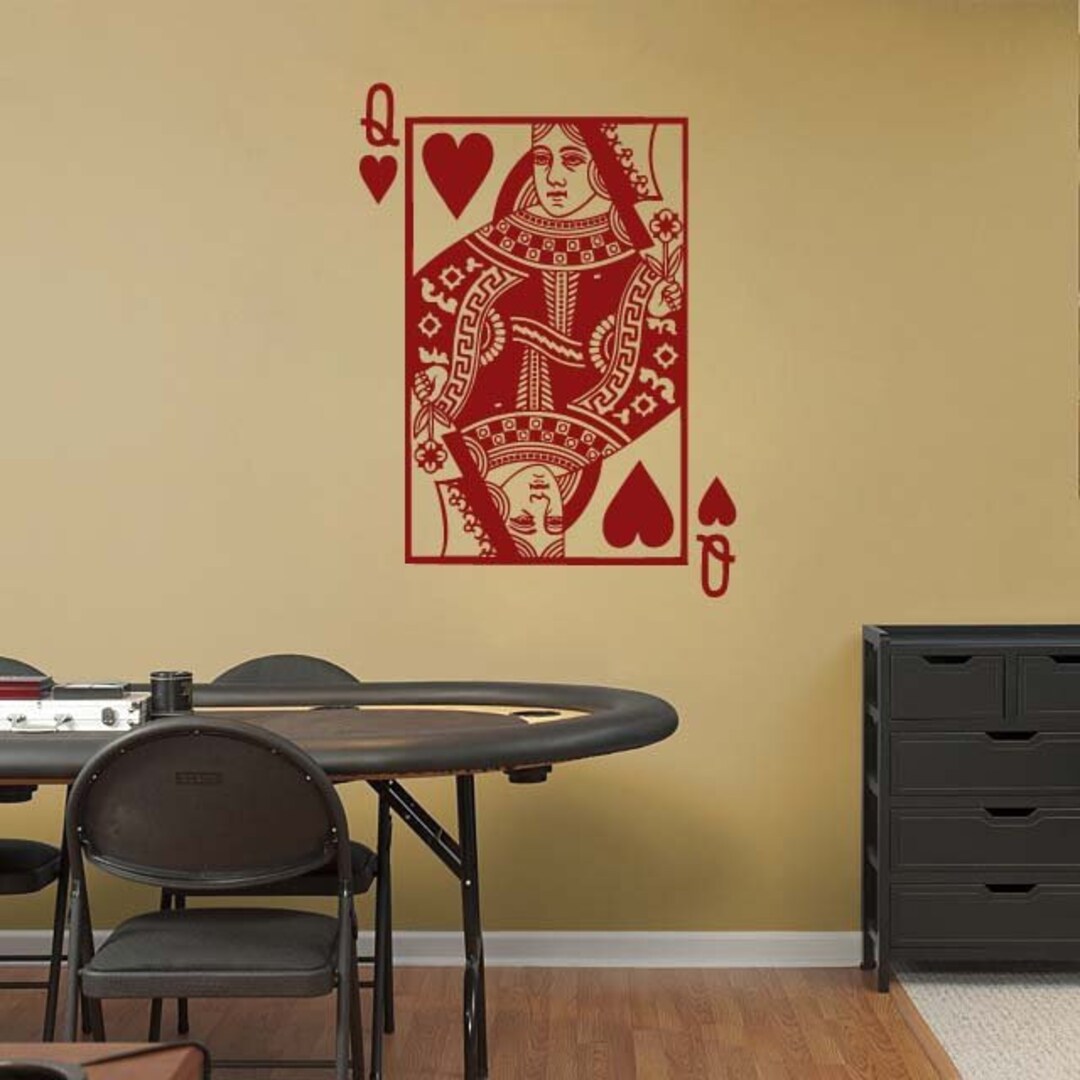Queen of Hearts Playing Card Poker Blackjack Vinyl Wall Sticker Decal ...