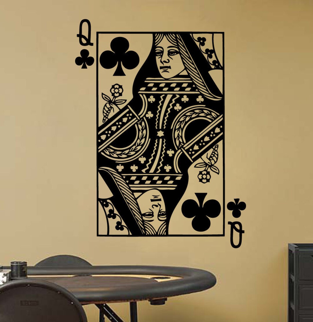 Queen of Clubs Playing Card Poker Blackjack Vinyl Wall Sticker Decal - Etsy