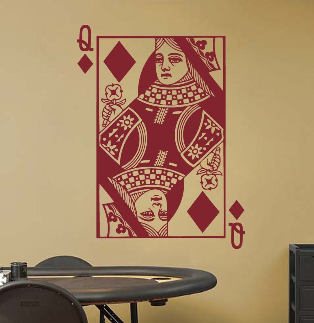 Queen of Diamonds Playing Card Poker Blackjack Vinyl Wall Sticker Decal ...
