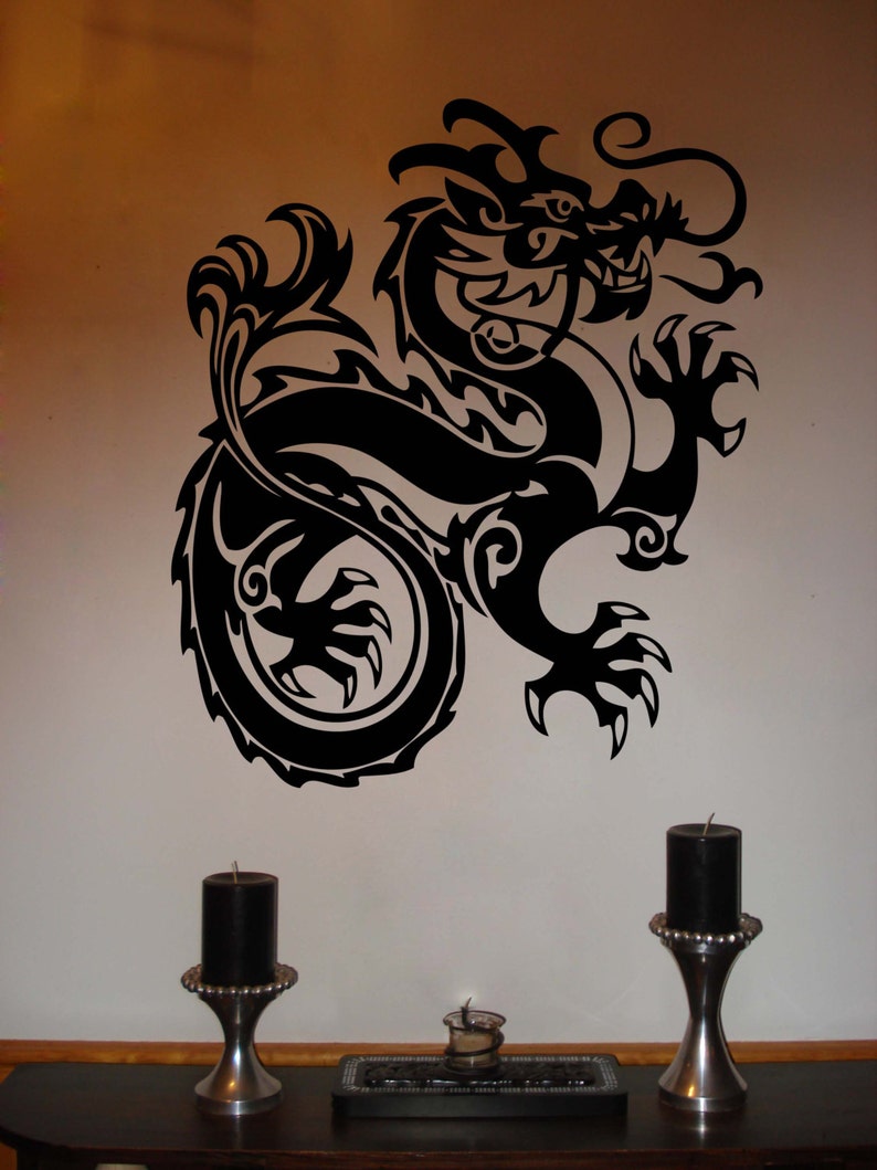 Chinese DRAGON Vinyl Fantasy Wall Sticker Decal 44 in h x 44 | Etsy