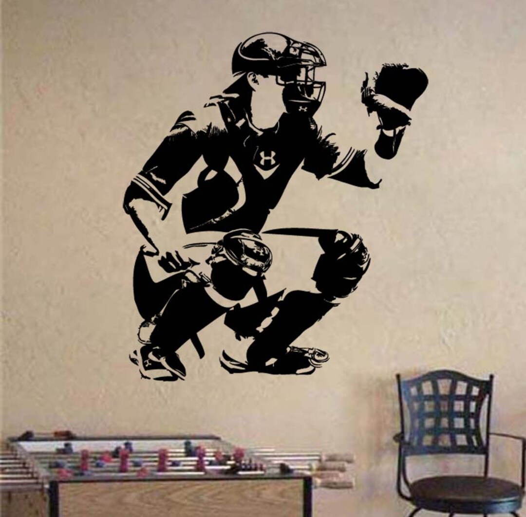Baseball Catcher Vinyl Wall Sticker Decal 25"h X 22"w - Etsy