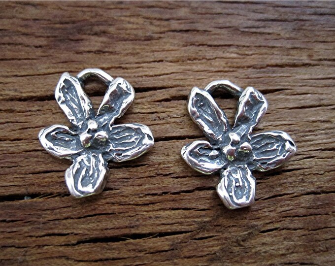 Handmade Artisan Sterling Silver Flower Charms (set of 2) (N) - Etsy