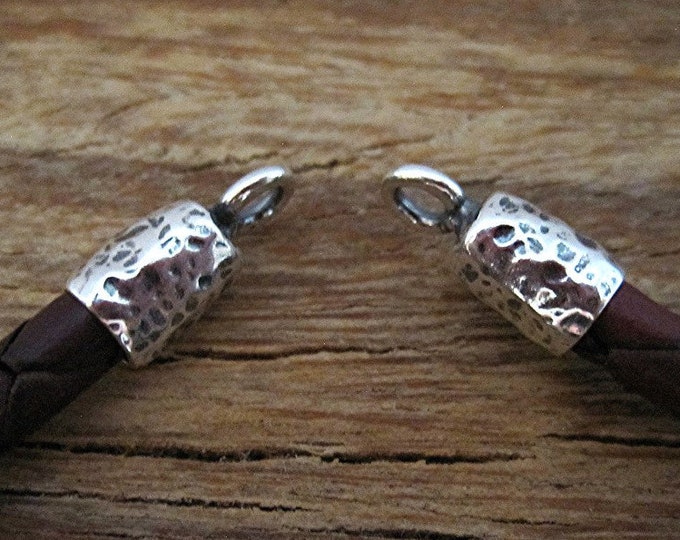 4mm Artisan Textured End Caps and Leather Caps in Sterling - Etsy