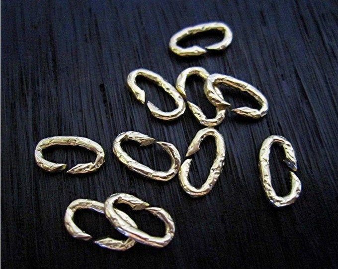 Small Textured Gold Bronze Open Jump Rings (set of EIGHT Jump Rings) (N ...