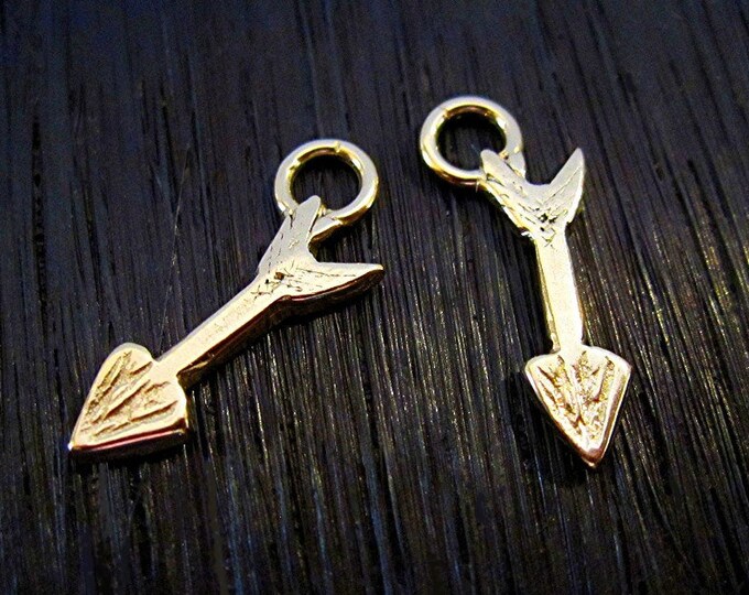 Small Gold Bronze Artisan Arrow Charms and Earring Charms set - Etsy