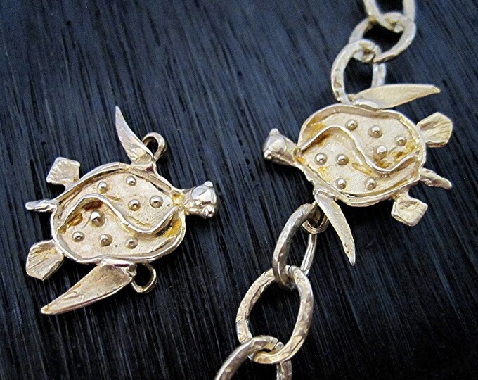Small Artisan Sea Turtle Chain Link and Connector in Gold - Etsy