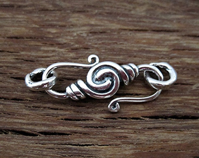 Artisan Handmade Spiral S Hook Clasp With Ring Connectors in Sterling ...
