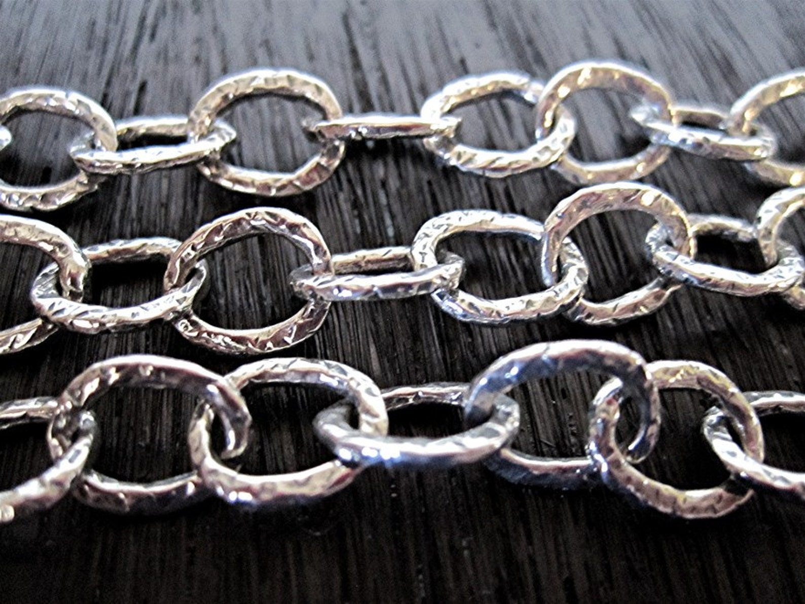 Artisan Handcrafted Textured Sterling Silver Link Chain (multiple ...